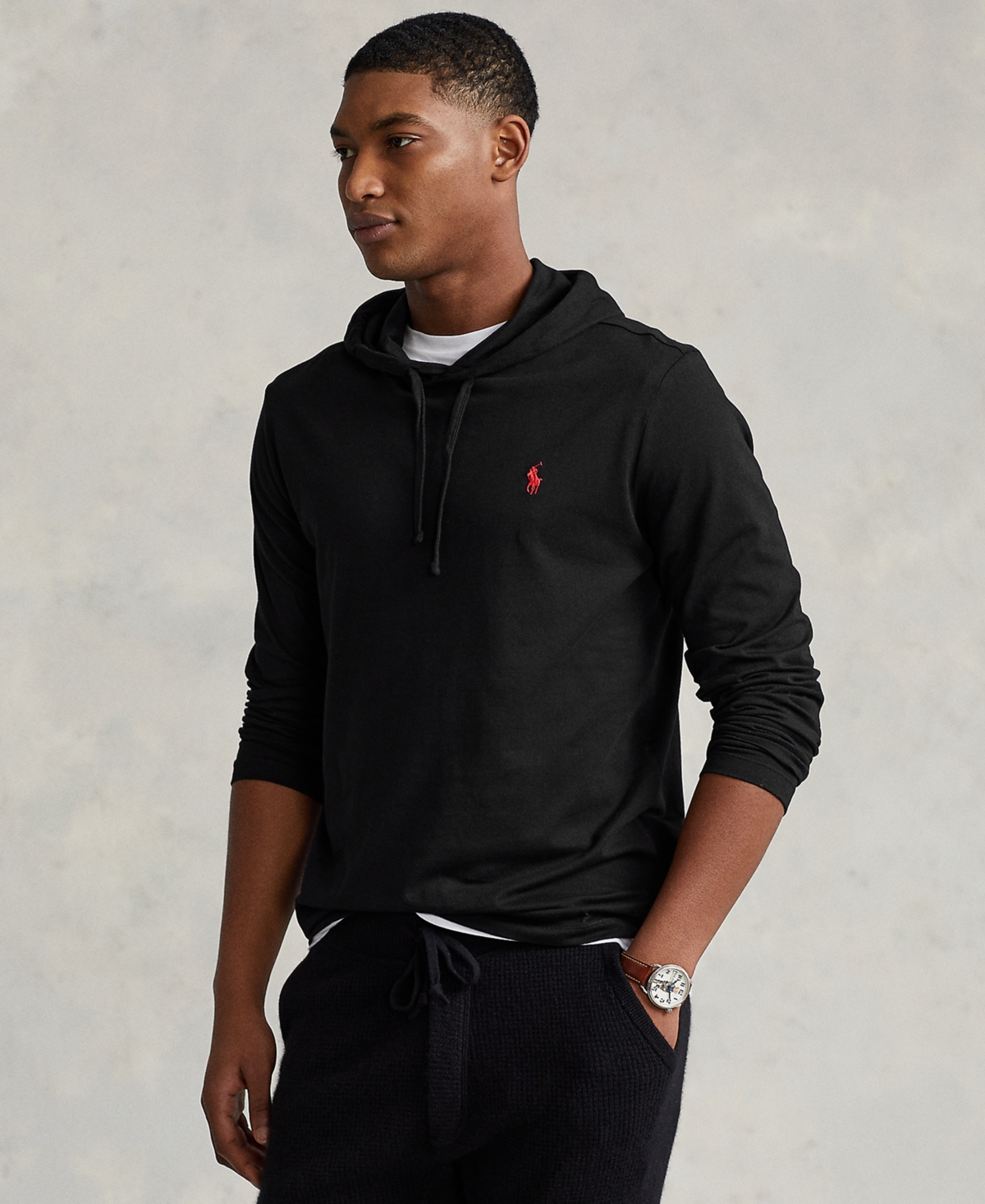 Click here for Polo Ralph Lauren Mens Jersey Hooded T-Shirt - Bla... prices