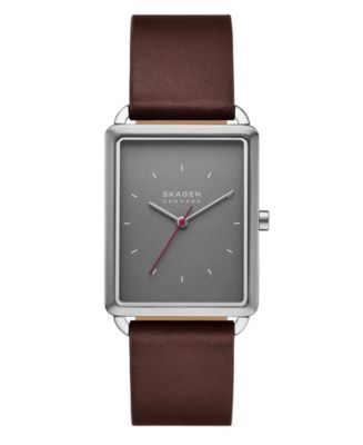 Skagen Men's Hagen Quartz Three-Hand Brown Pro-Planet Leather 36mm - Macy's