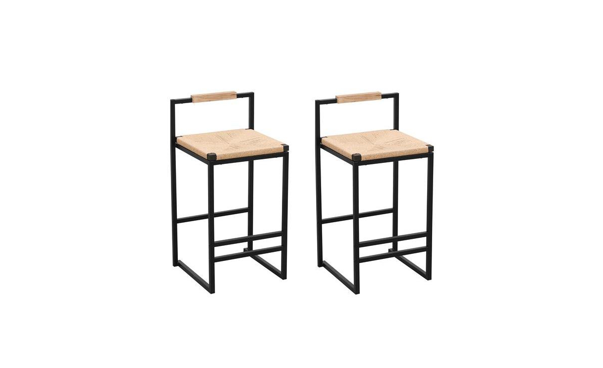 Click here for Set of 2 Bar Stools with Back Paper Rope Woven Cou... prices