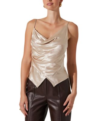 ASTR the Label Women's Alithea Metallic Asymmetrical Sleeveless Top ...