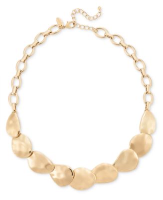 Style & Co Hammered Oval Segmented Statement Necklace, 18-1/2" + 3 ...