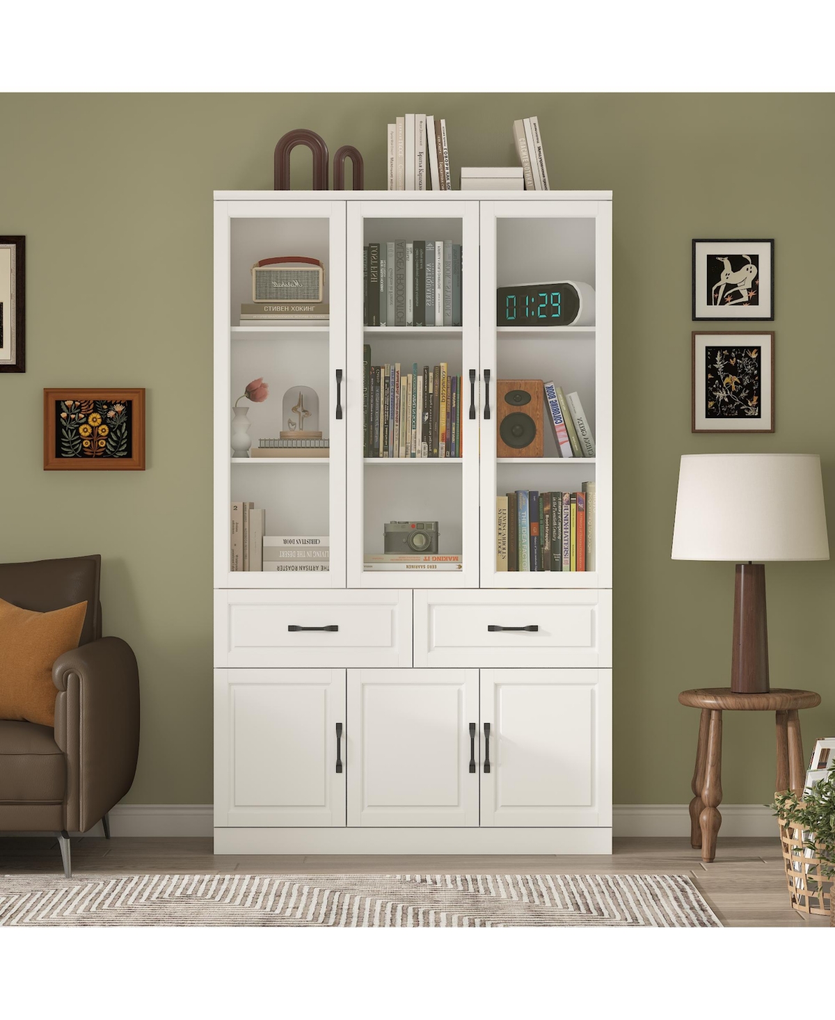 Click here for Famapy 8-Shelf White Wood Standard Bookcase with S... prices