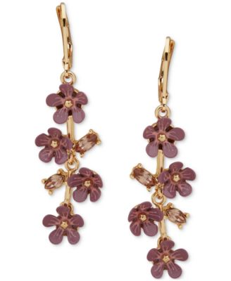 lonna & lilly Gold-Tone Color Crystal & Flower Linear Drop Earrings ...
