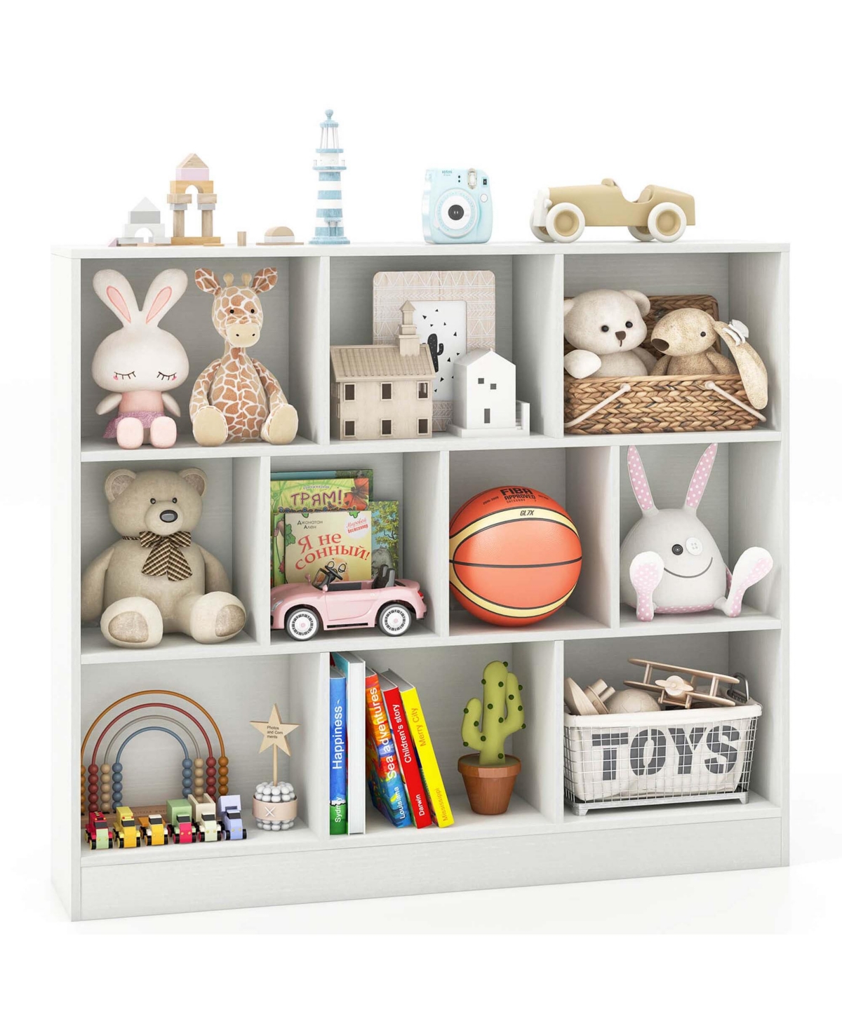 Click here for 10-Cube Bookcase for Kids 41"Wooden Toy Stora... prices