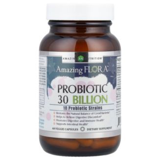 Amazing Nutrition Amazing Flora Probiotic 30 Billion CFU - 60 Veggie ...