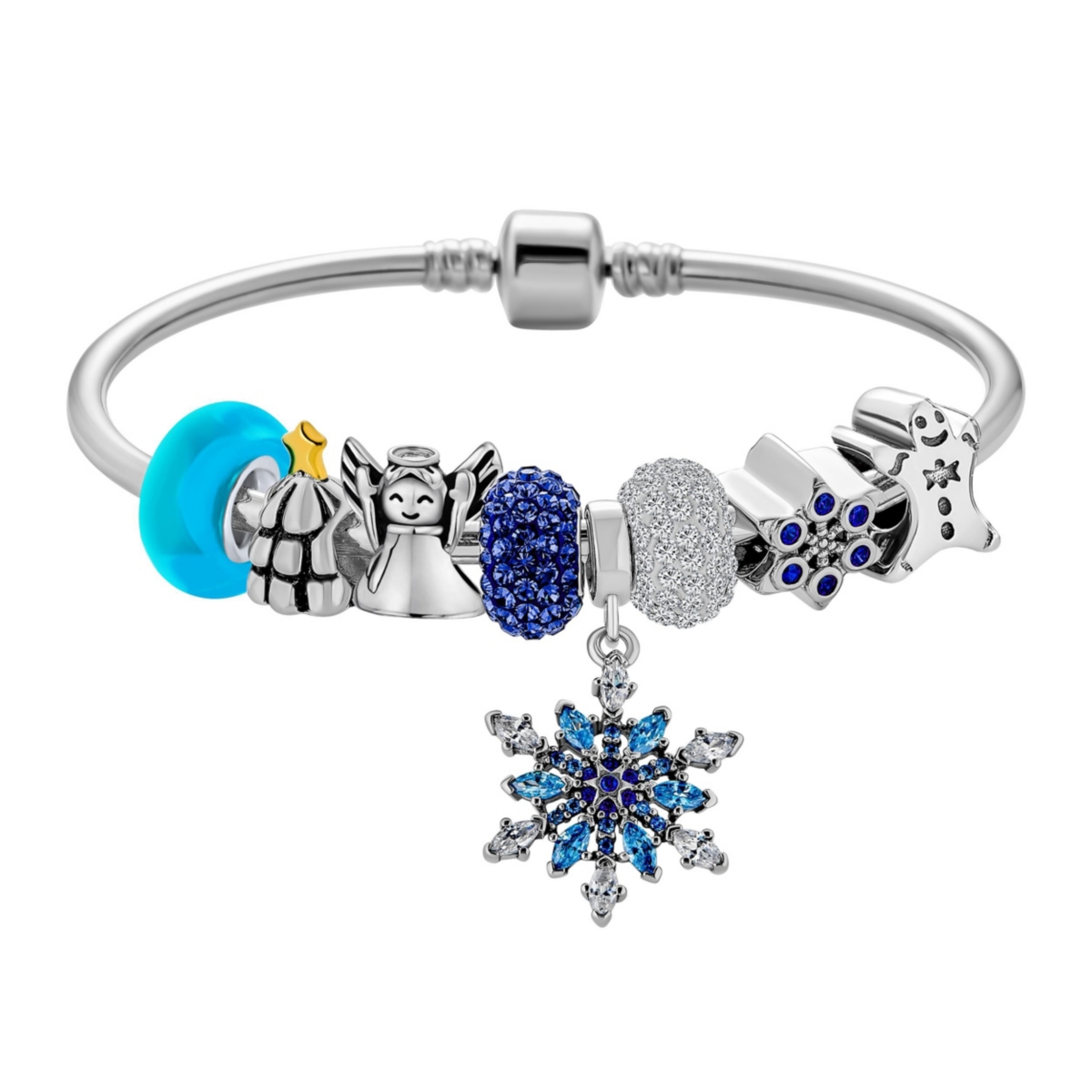 Click here for Bling Jewelry Elegant Blue Ice Snowflake Charm Bra... prices