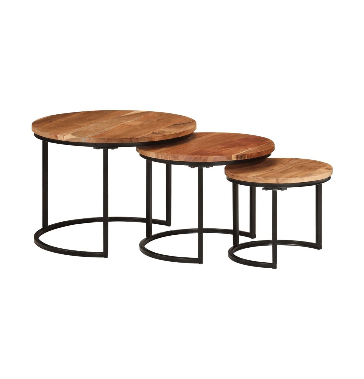 Click here for vidaXL Nesting Tables 3 pcs Solid Wood Acacia - Br... prices