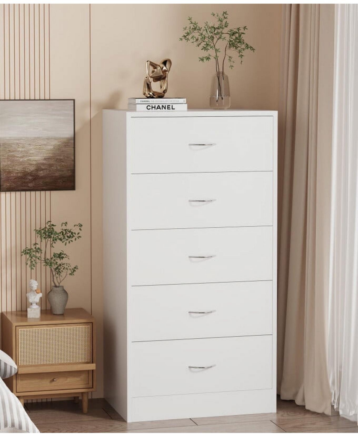Click here for 5 Drawer Dresser White Modern Wood Chest of Drawer... prices