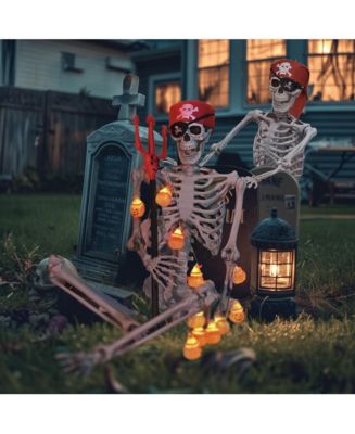 Yescom 2 Pack Pirate Life Size Skeleton Poseable with Halloween Lights ...