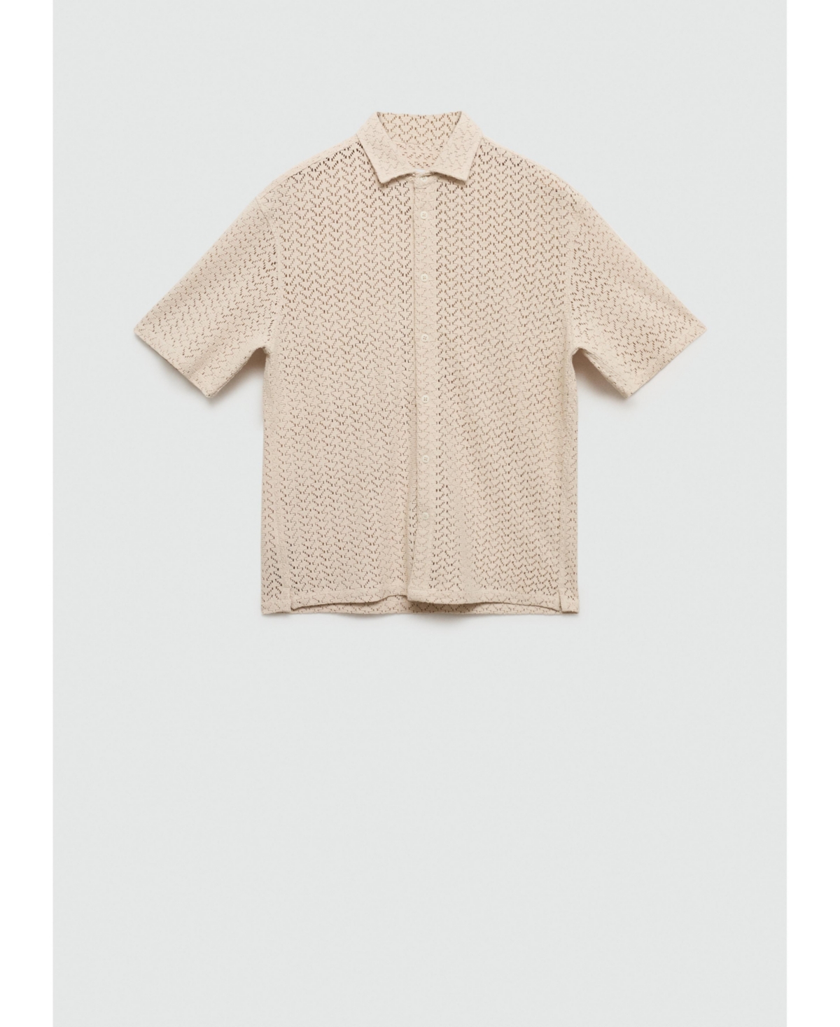 Click here for Mango Mens Openwork Knitted Cotton Shirt - Sand prices