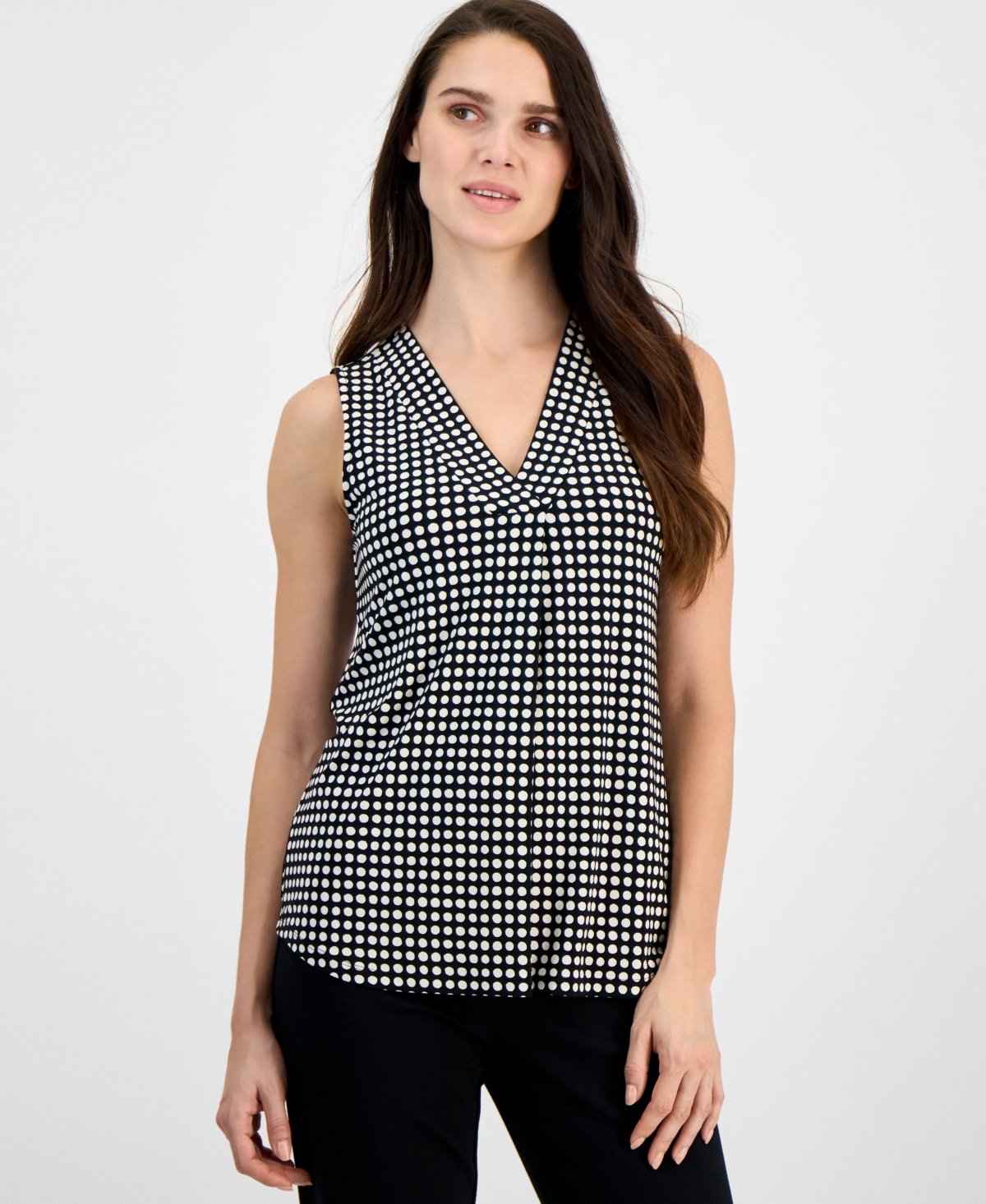 Click here for Anne Klein Womens Printed Sleeveless V-Neck Shell... prices