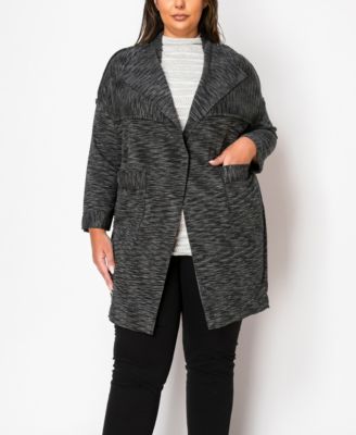 COIN 1804 Plus Size Raw Seamed Pocket Coatigan Sweater - Macy's