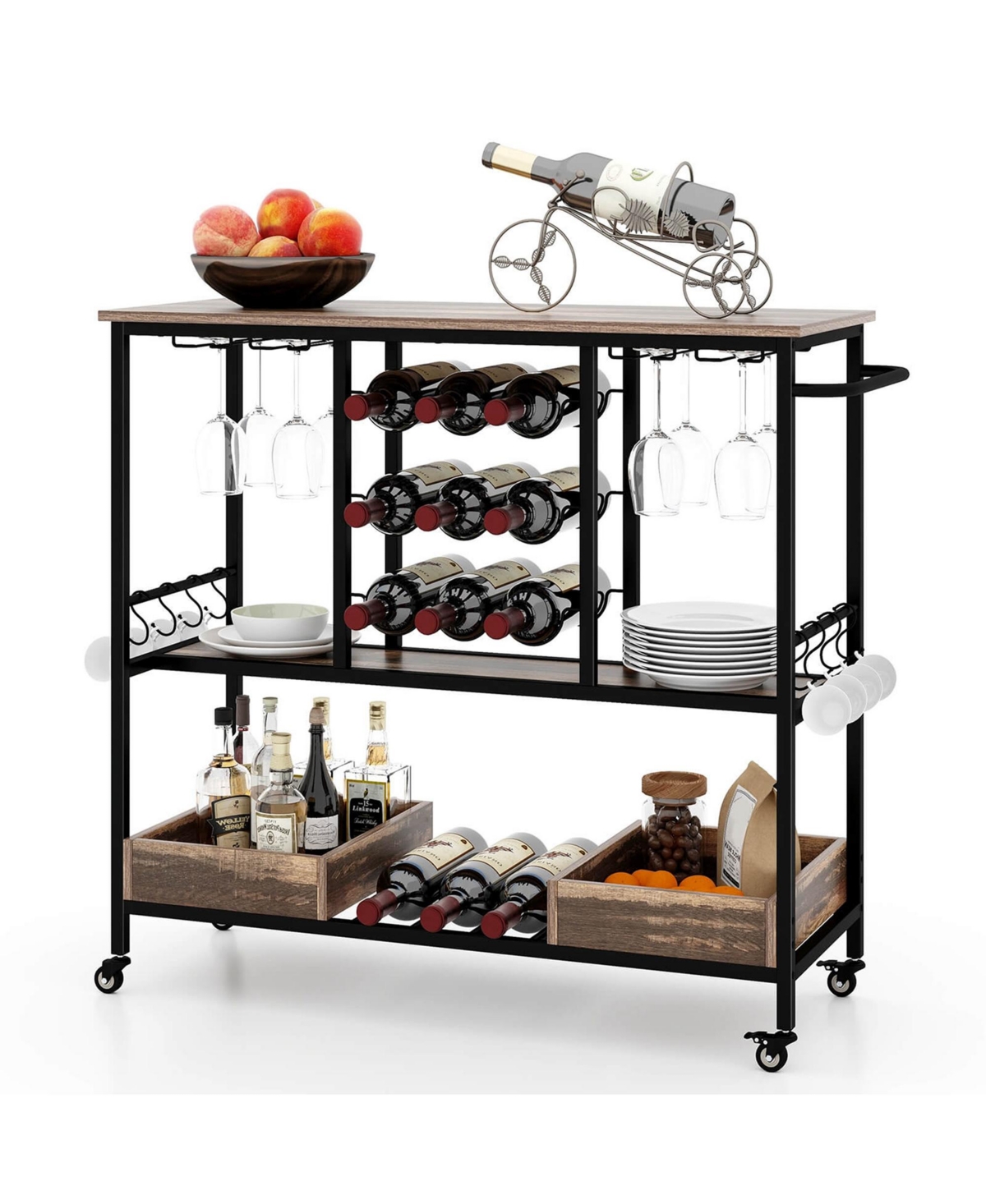 Click here for Costway 3 Tiers Bar Cart Home Serving Cart on Whee... prices