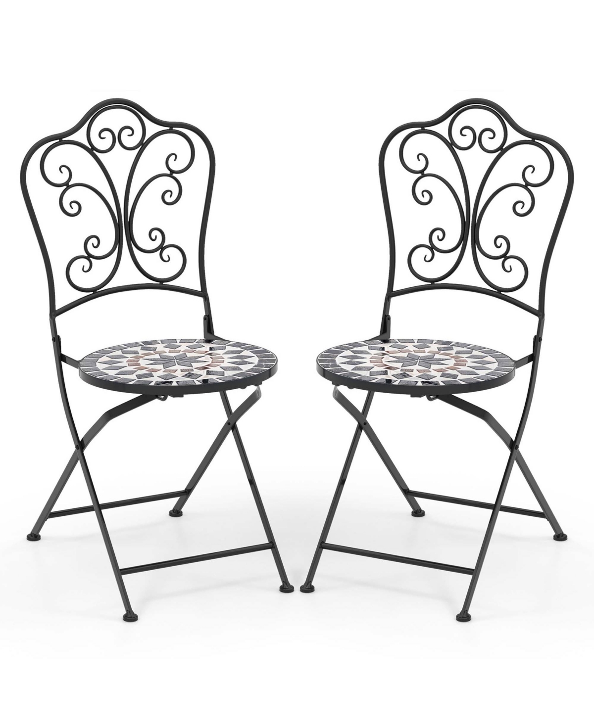 Click here for Set of 2 Mosaic Chairs for Patio with Decorative B... prices