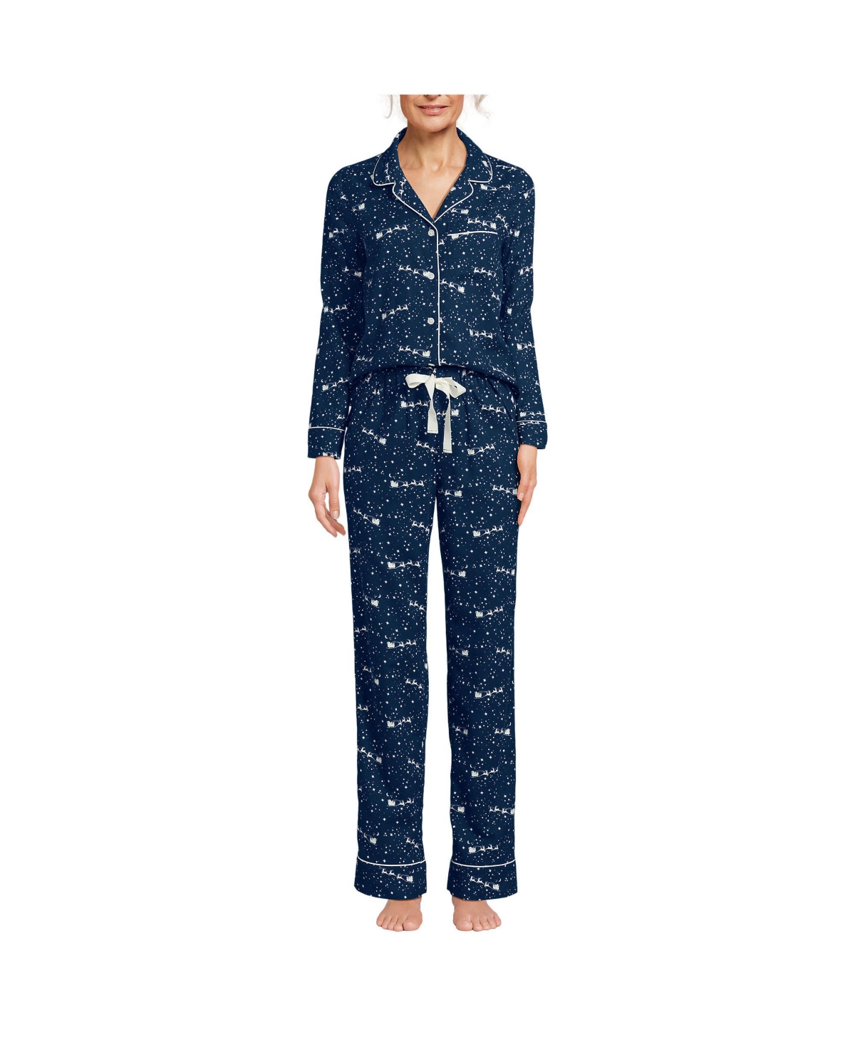 Click here for Lands End Womens Drapey Flannel 2 Piece Pajama Set... prices