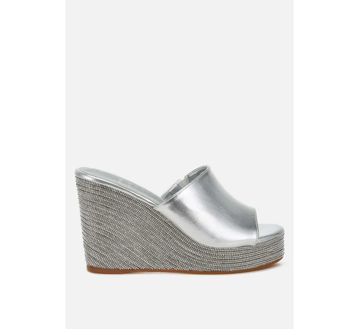 Click here for No Filter Wedge Heel Peep Toe Sandals - Silver prices
