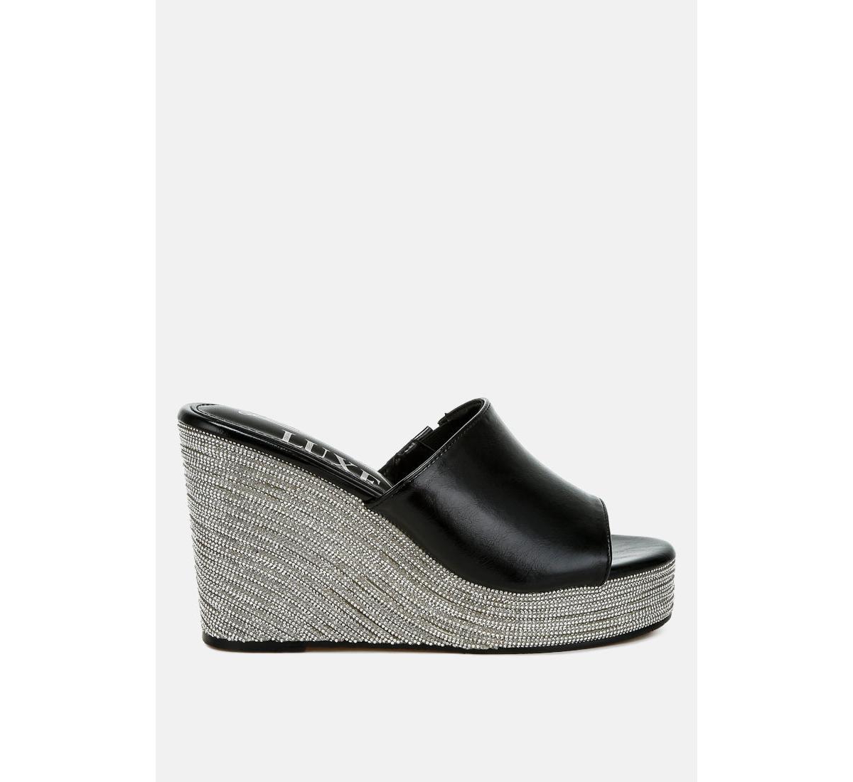 Click here for No Filter Wedge Heel Peep Toe Sandals - Black prices