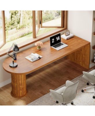 Tribesigns 78.74-Inch 2 Persons Double Desk, Extra Long Ellipse ...