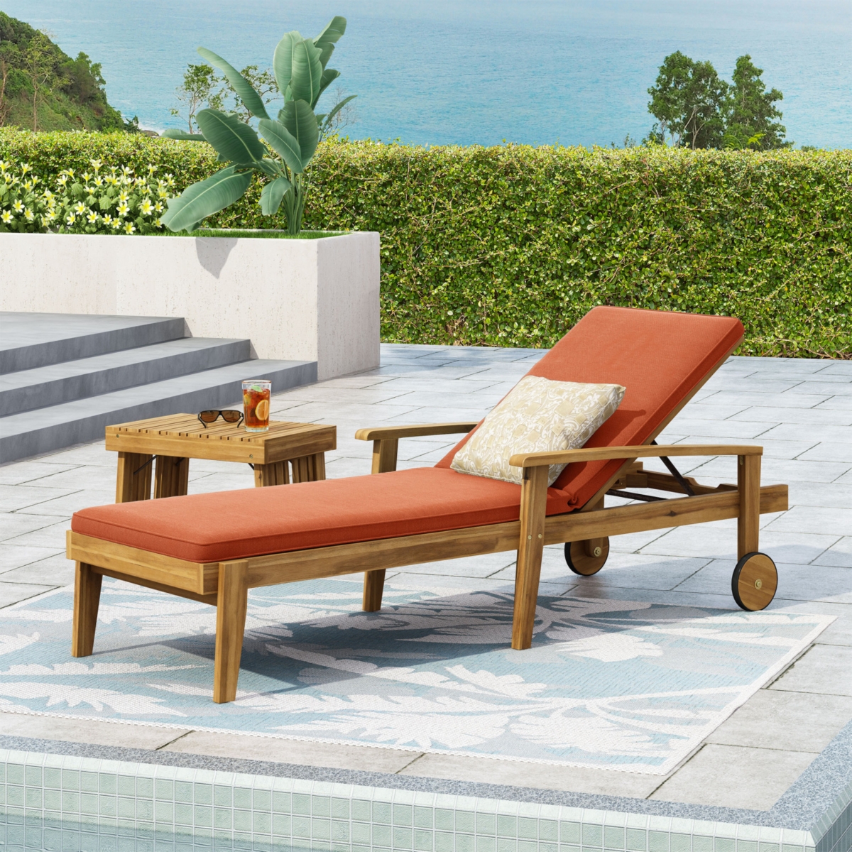 Click here for Streamdale Acacia Wood Chaise Lounge with Adjustab... prices