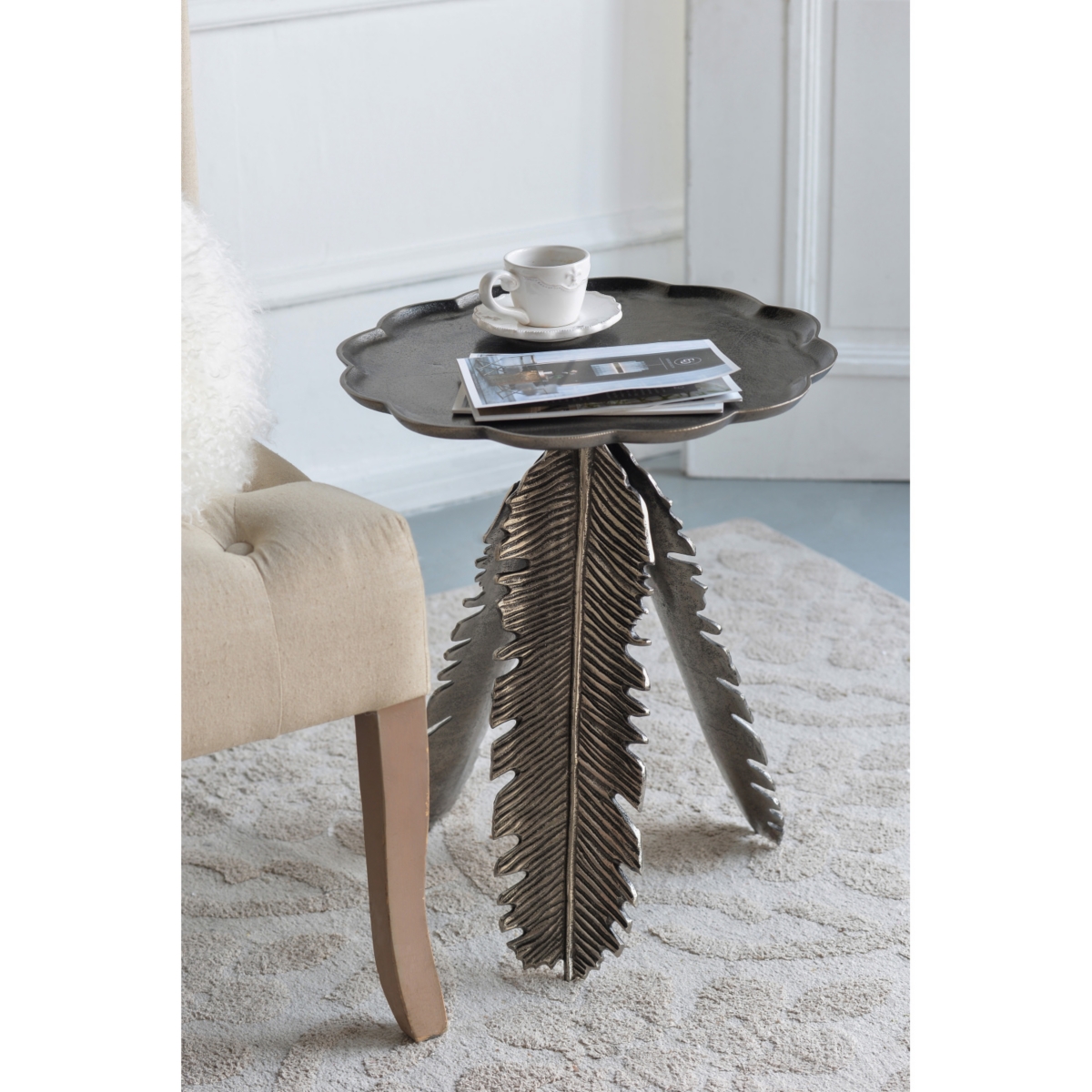Click here for Simplie Fun 16.9x16.9x19.7 Leaf Side Table - Silve... prices