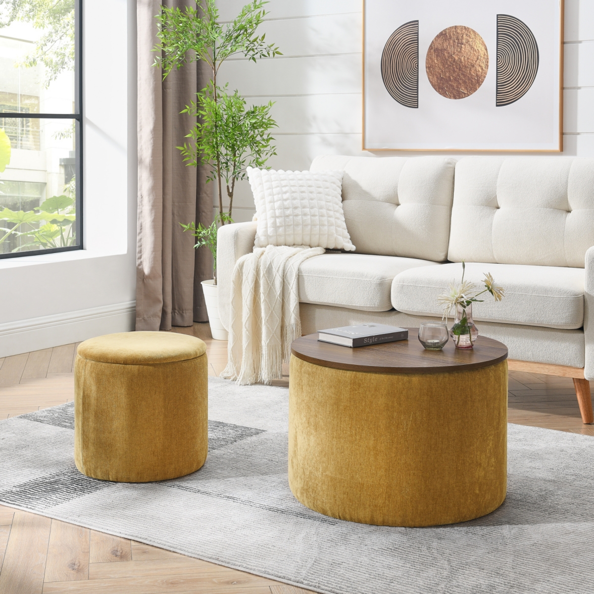 Click here for Streamdale Chenille Storage Ottoman with Stool and... prices