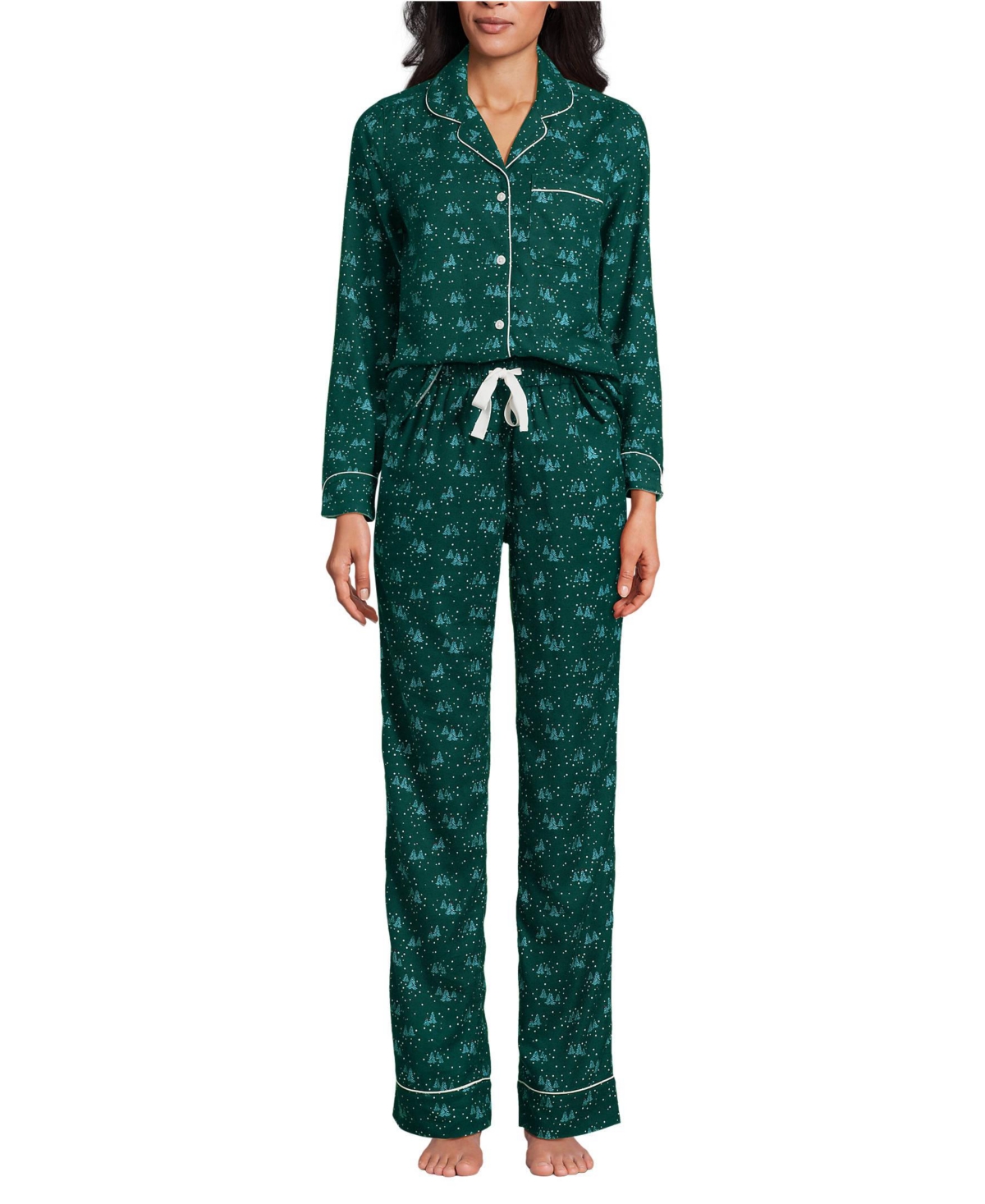 Click here for Lands End Womens Drapey Flannel 4 Piece Pajama Set... prices