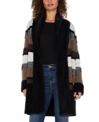 Liverpool Los Angeles Women's Colorblock Shawl Collar Coatigan Sweater ...