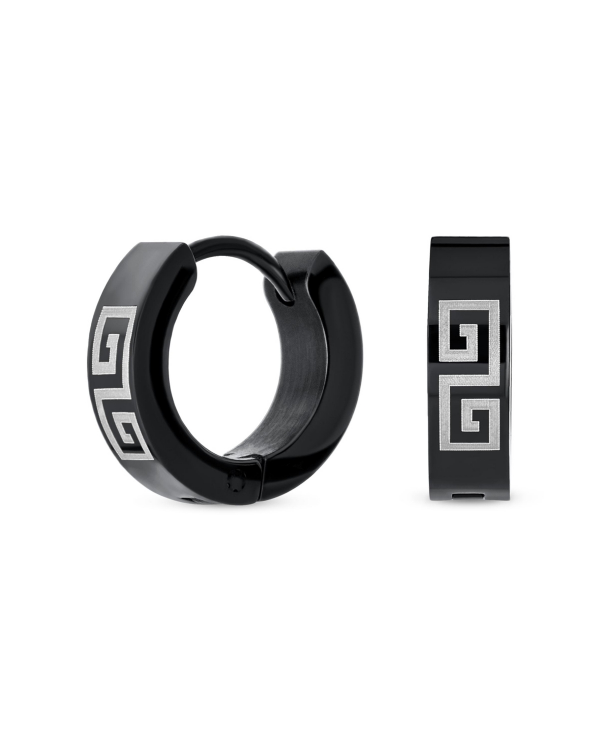 Click here for Bling Jewelry Greek Key Hoop Earrings Laser Etched... prices