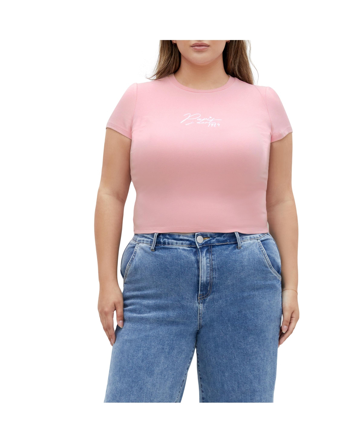 Click here for City Chic Plus Size Micro Print Tee - Oh baby pink prices