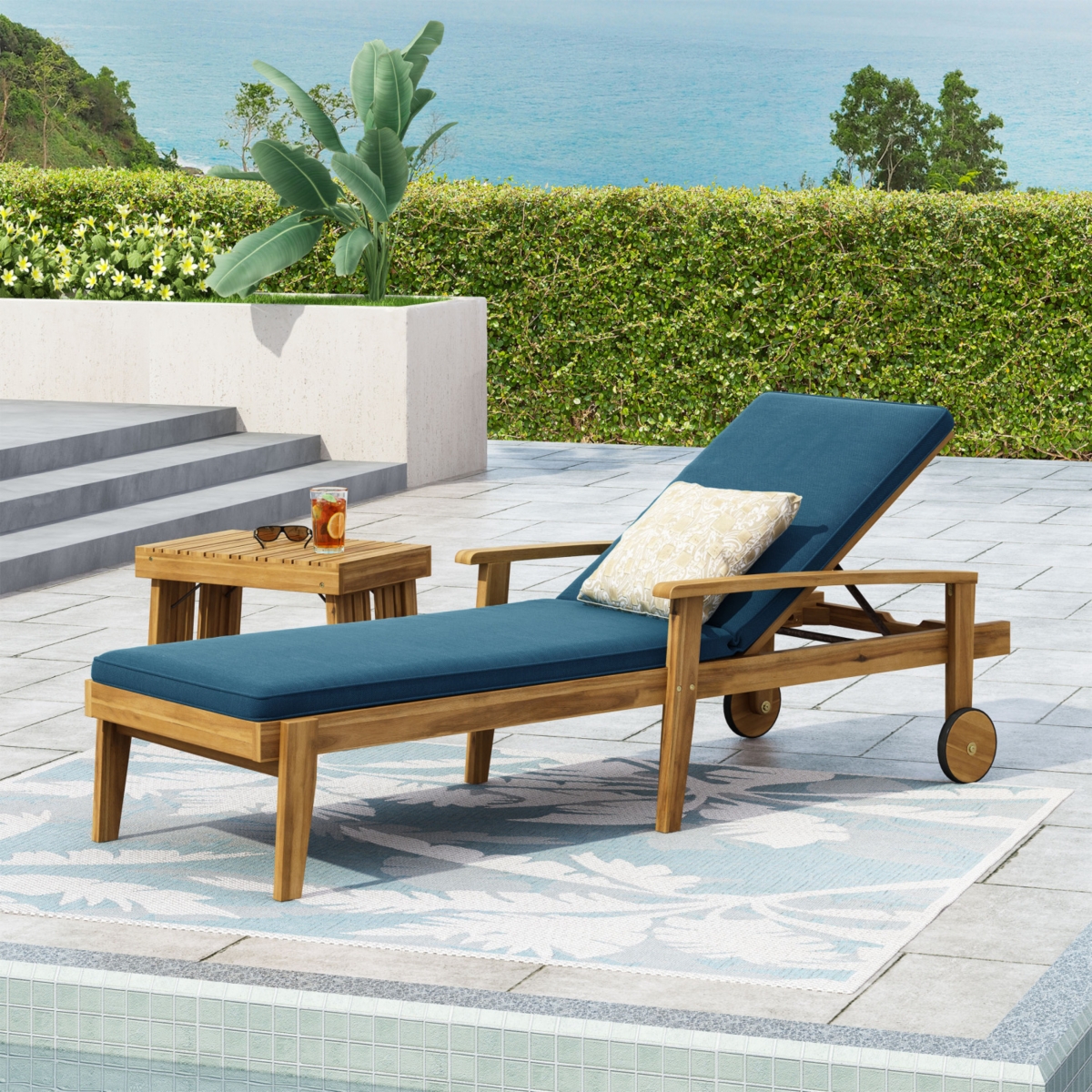Click here for Streamdale Acacia Wood Chaise Lounge with Adjustab... prices