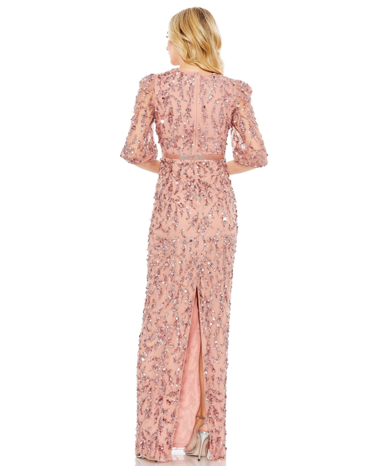 Click here for Womens Sequined Elbow Sleeve Gown - Rosewood prices