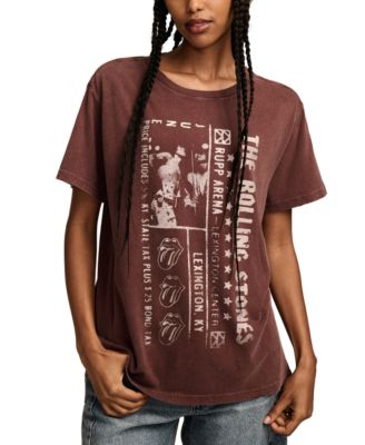 Lucky Brand Women's Cotton Rolling Stones Ticket Boyfriend Tee - Macy's