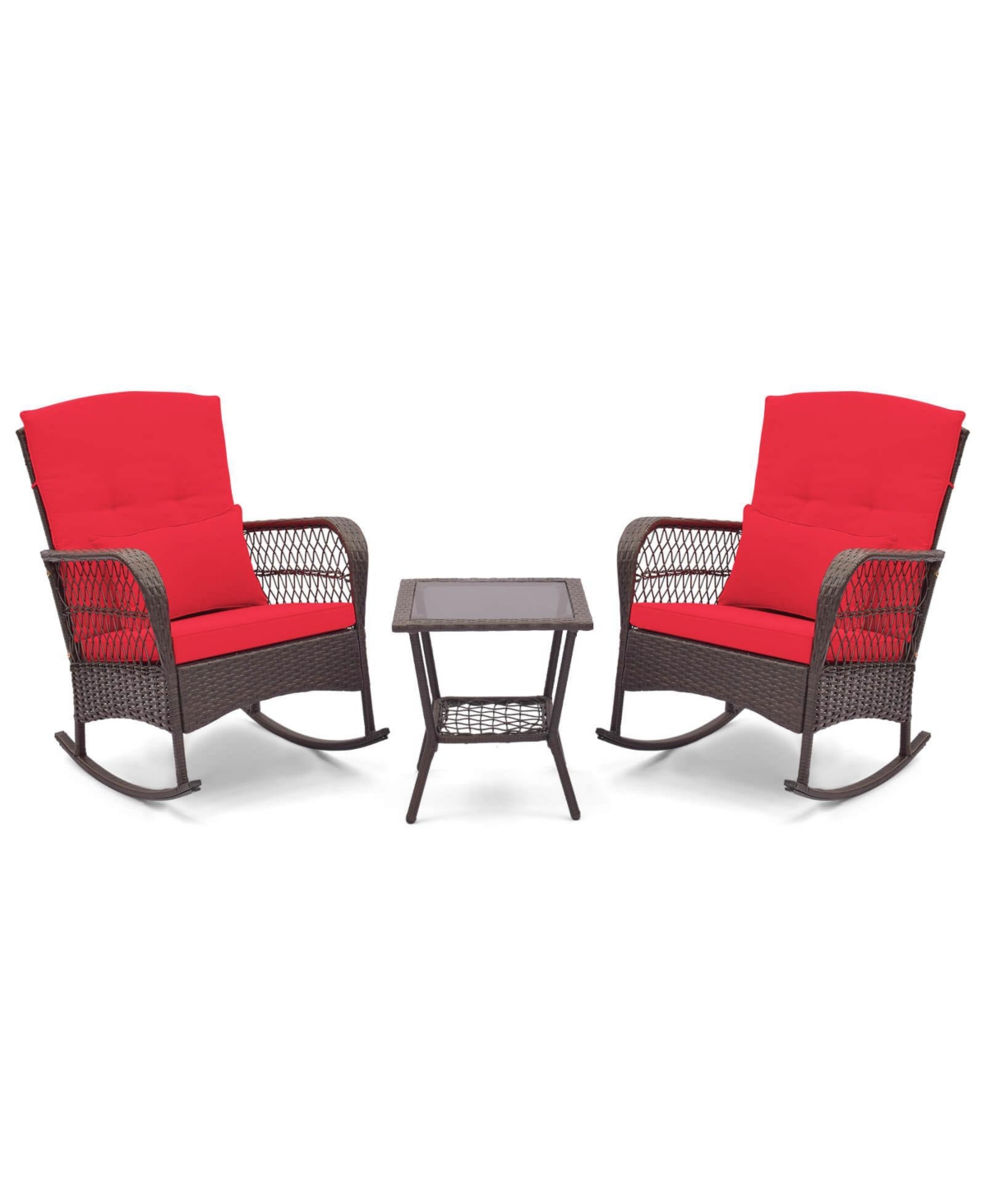 Click here for Costway 3 Pcs Patio Rocker Set Outdoor Wicker Rock... prices
