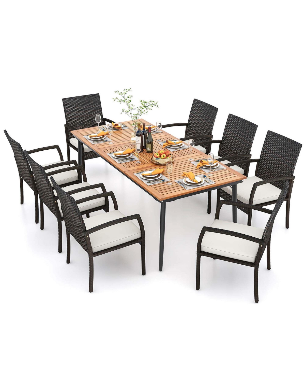 Click here for Costway 9 Pcs Patio Dining Set Outdoor Acacia Wood... prices