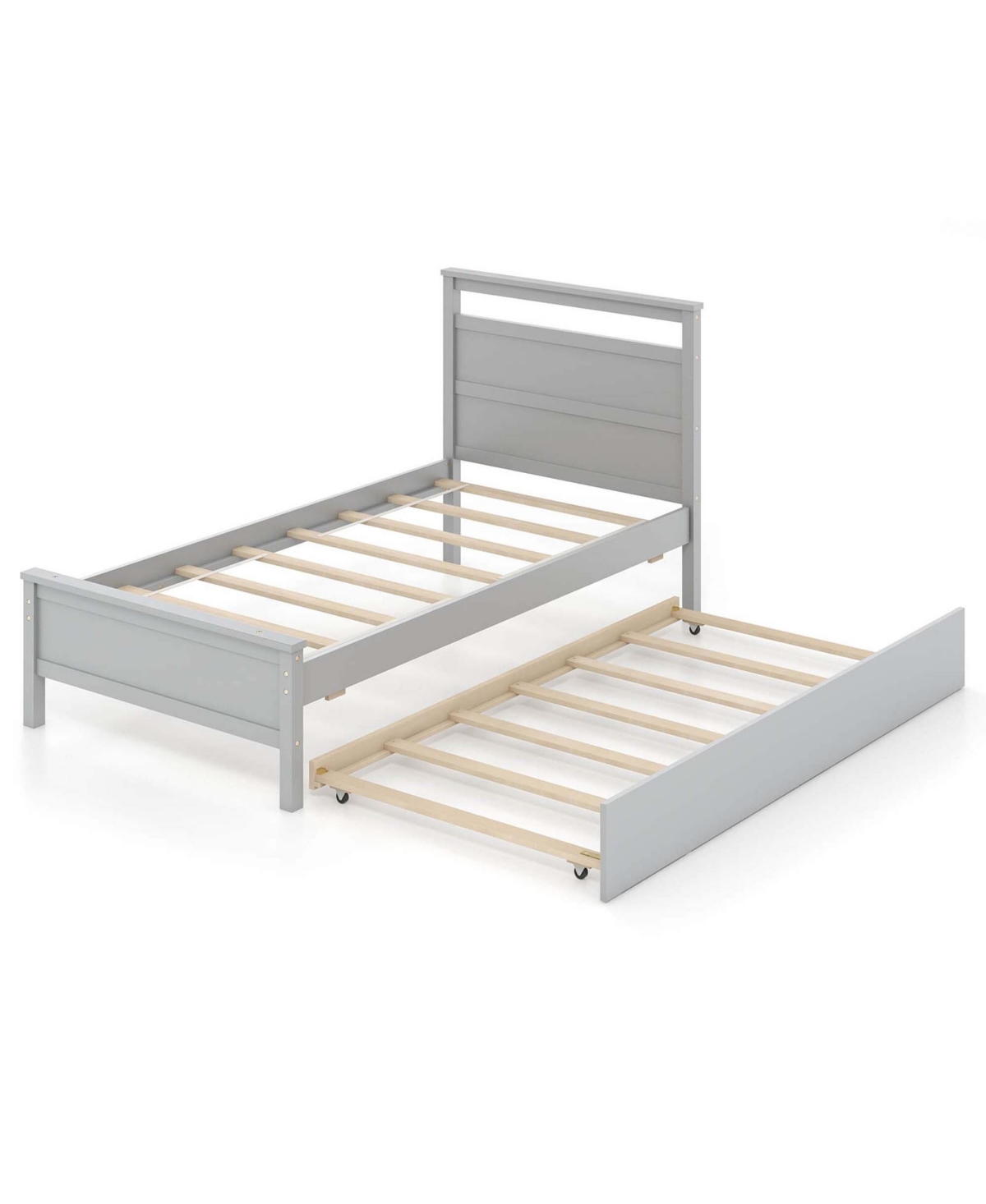 Click here for Twin Size Platform Bed with Trundle Pull-out Trund... prices