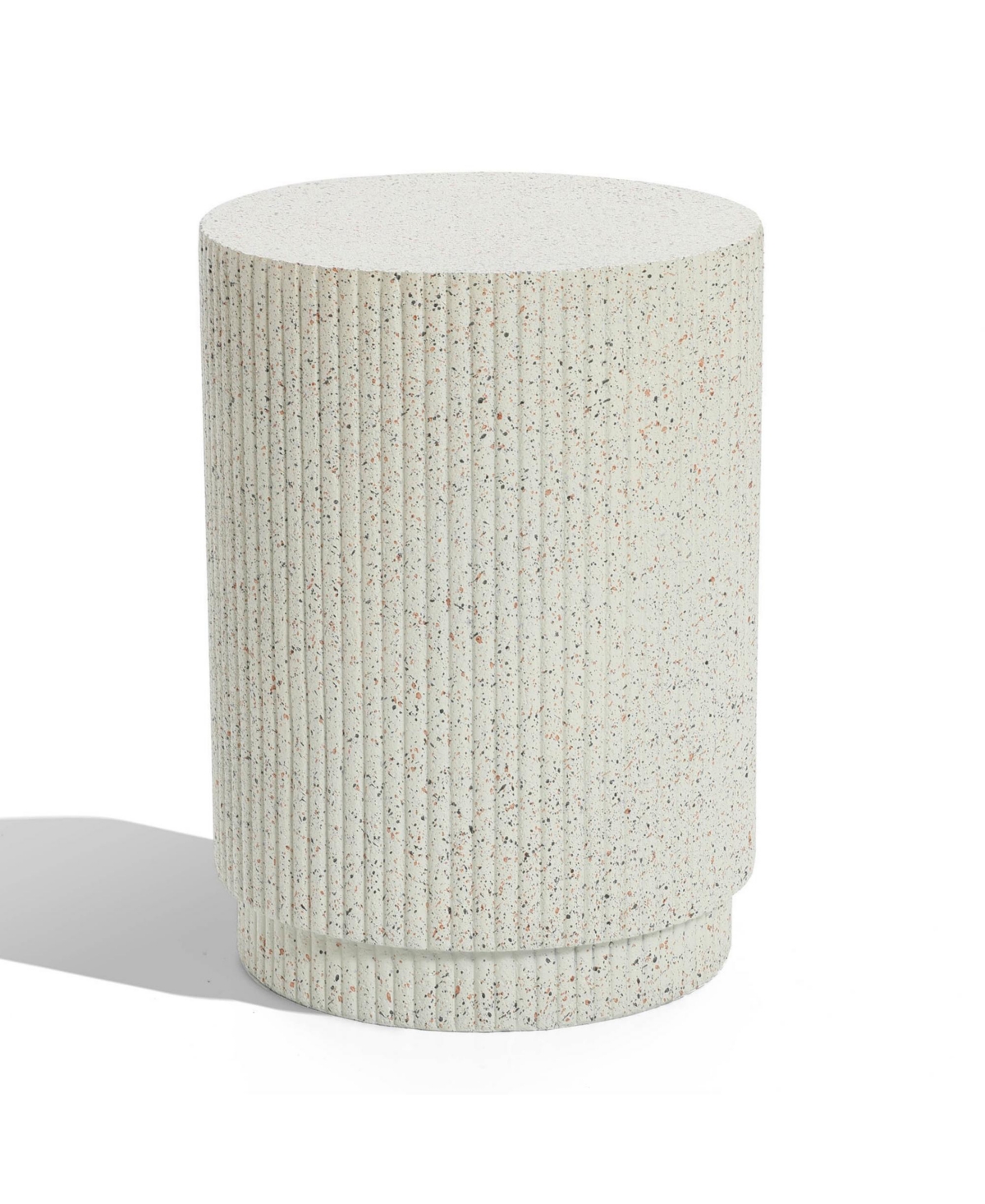 Click here for LuxenHome Ivory White Cement Round Outdoor Side Ta... prices