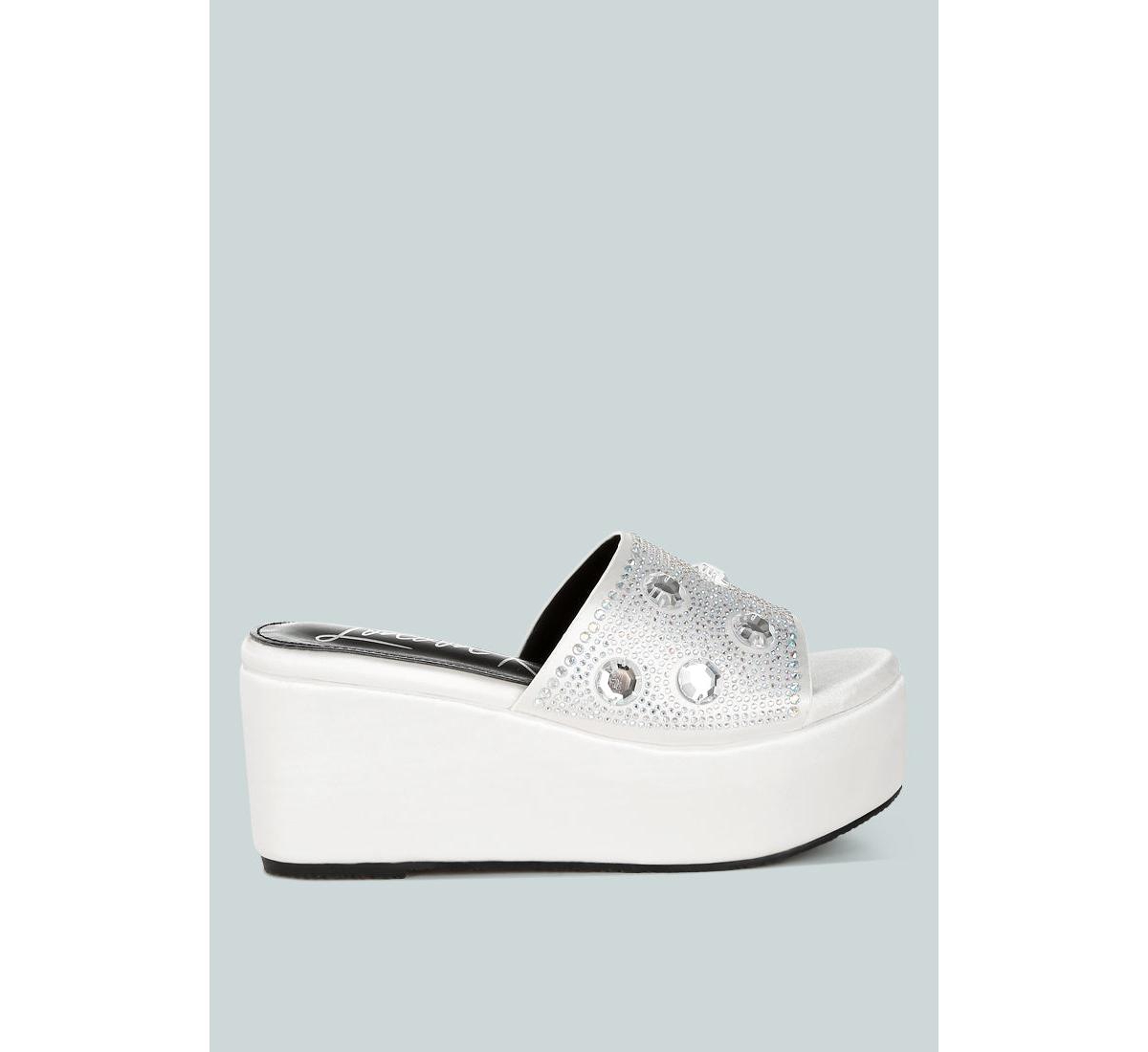 Click here for Meta charts Diamante & Rhinestone Flatform Sandals... prices