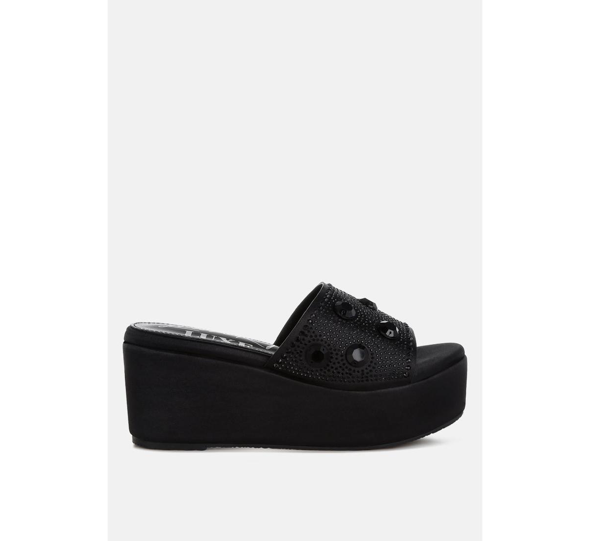 Click here for Meta charts Diamante & Rhinestone Flatform Sandals... prices