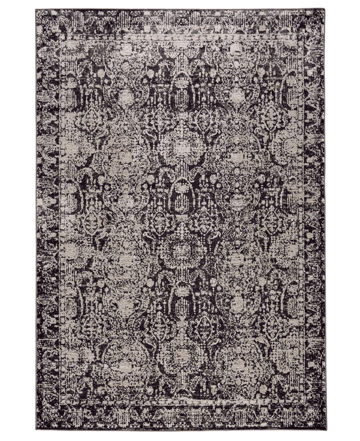 Click here for Feizy Prasad 3680F 5x8 Area Rug - Gray/Ivory prices