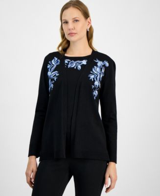 Kasper Women's Open-Front Embroidered Cardigan - Macy's