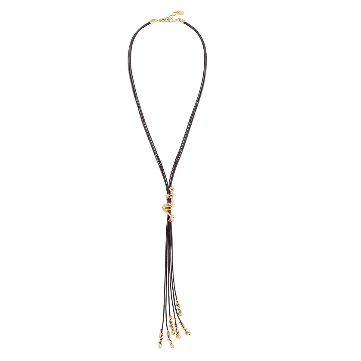 Click here for UNOde50 Brown Leather Cords Necklace - Gold prices