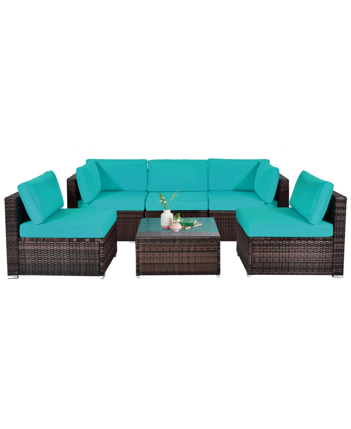 Click here for Vebreda Sugift 6 Pieces Patio Rattan Furniture Set... prices