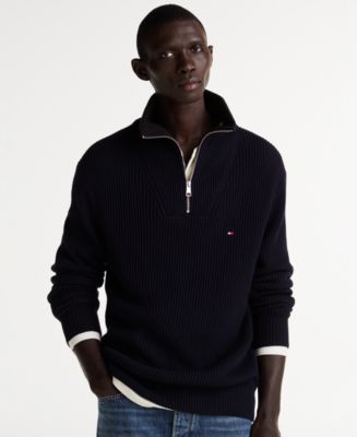 Men's Nautical Chunky Ribbed Quarter-Zip Sweater - Macy's