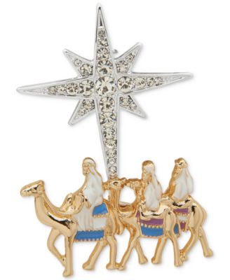 Anne Klein Two-Tone Crystal Star Three Kings Pin - Macy's