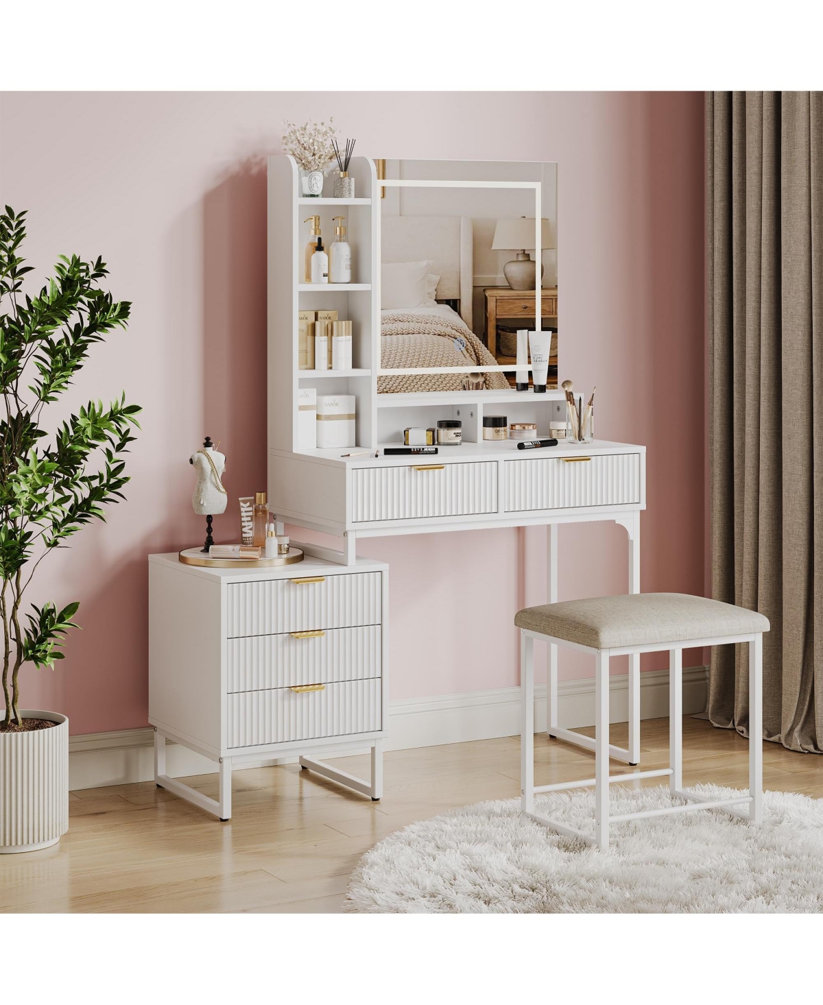 Click here for gaomon Makeup Vanity Desk with Mirror and Lights... prices
