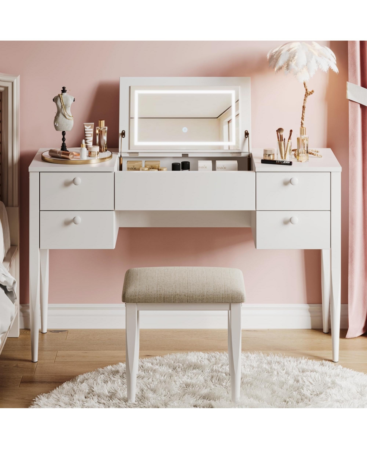 Click here for gaomon Makeup Vanity Desk with Flip Top Mirror and... prices