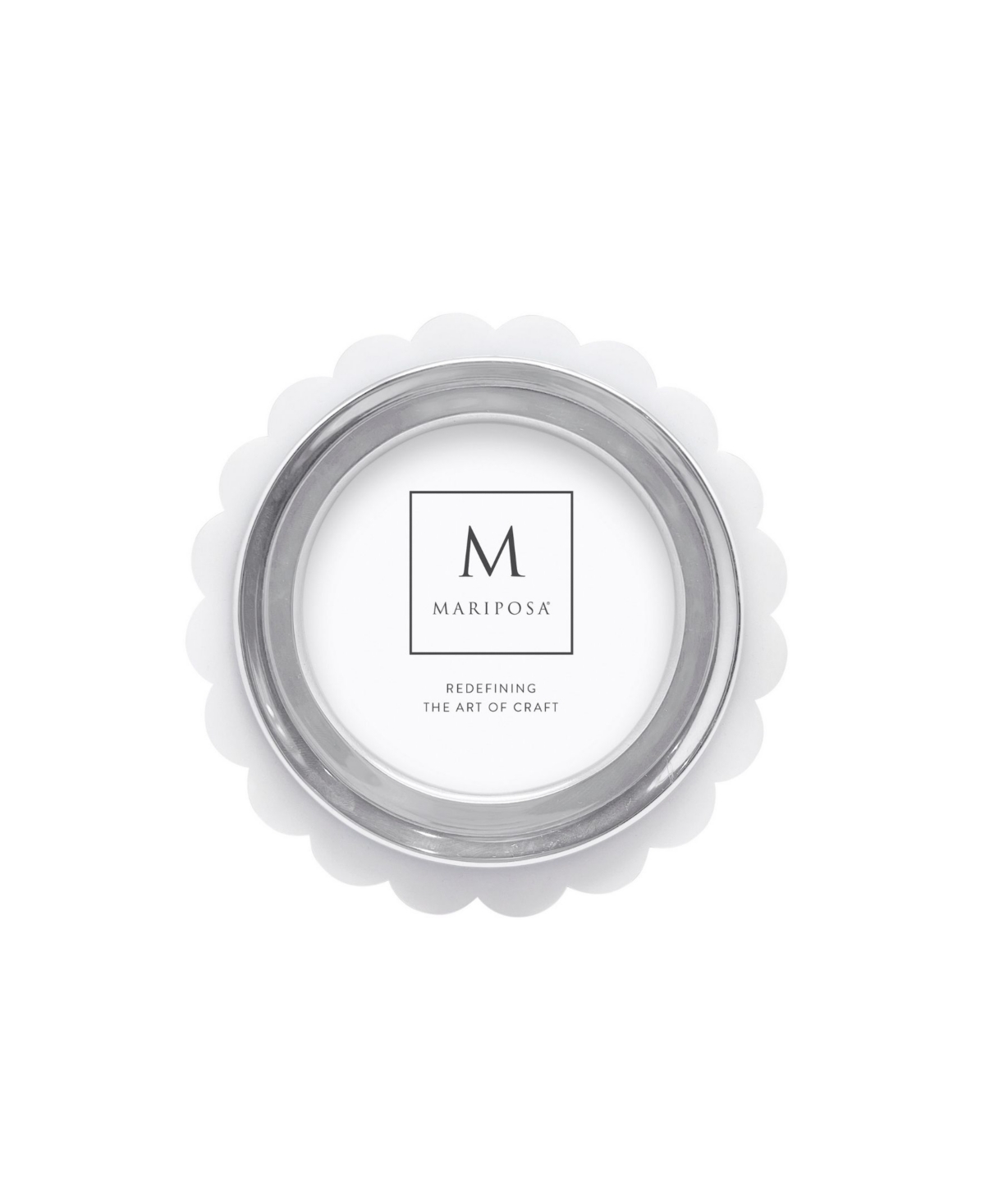 Click here for Mariposa Scallop Round Frame - White prices