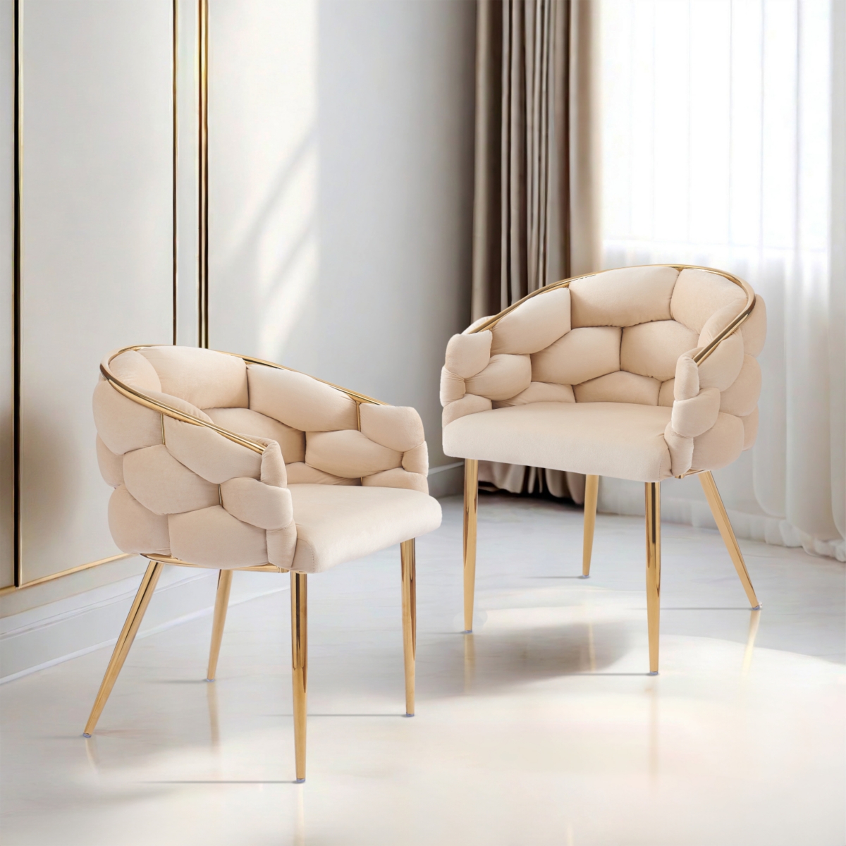 Click here for Streamdale Luxurious Accent Chair Duo in Velvet wi... prices