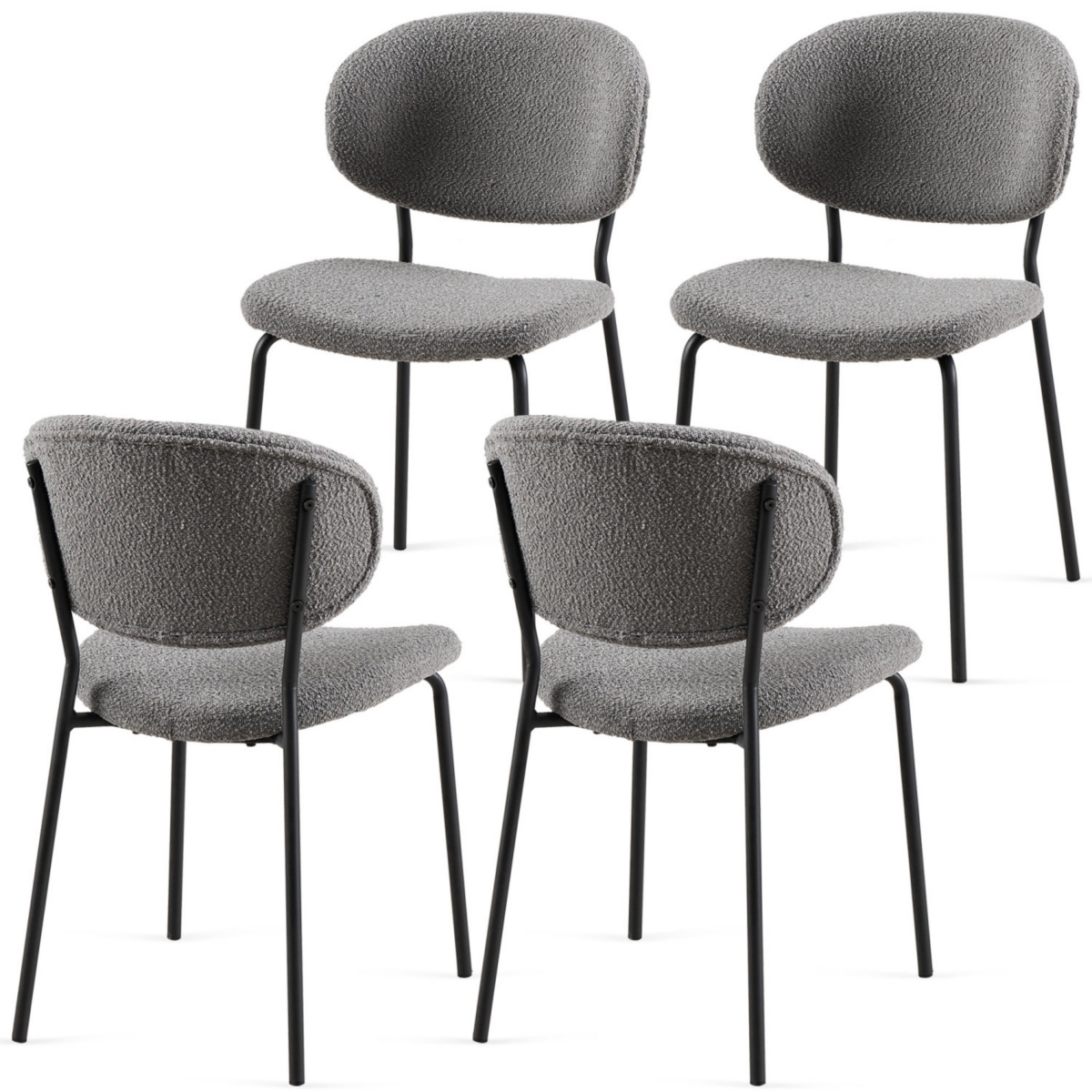 Click here for Streamdale Boucle Fabric Dining Chairs (4)  Black... prices