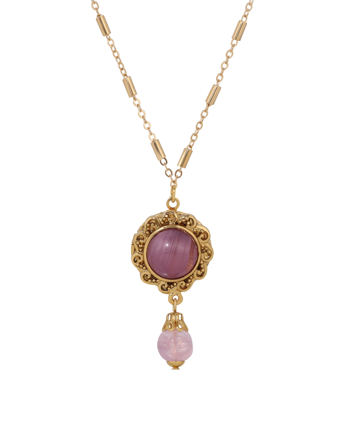 Click here for 2028 Round Glass Stone Locket Necklace - Purple prices